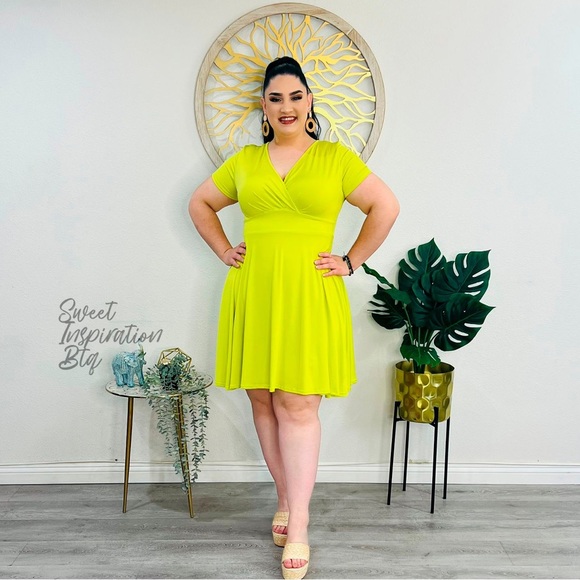Dresses | Circular Dress Skews Crossed In Front Short Sleeve High Waist ...